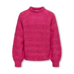 Rundhalspullover KIDS Only "KOGKLARISA LIFE LS ONECK BF KNT" Gr. 122 (128), rot (granita) Mädchen Pullover