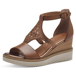 Keilsandalette Tamaris Gr. 36, braun (cognac) Damen Schuhe Sommerschuh, Sandale, Keilabsatz, mit modischen Cut-Outs