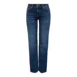 Straight-Jeans Only "ONLBLUSH MID STRAIGHT DNM TAI021 NOOS", Damen, Gr. S (36), Länge 30, blau (dunkelblau denim), Denim/Jeans, Obermaterial: 92% Baumwolle, 6% Elastomultiester, 2% Elasthan, unifarben, modisch, stretch fit, Jeans