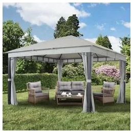 Mendler TOOLPORT Sunset 4x4 m Softtop Gartenpavillon, inkl. 4 Seitenteile, stone - (300175)