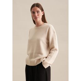 Seidensticker Strickpullover &raquo;Schwarze Rose&laquo; Langarm Rundhals Uni natur S S Passform: Oversized