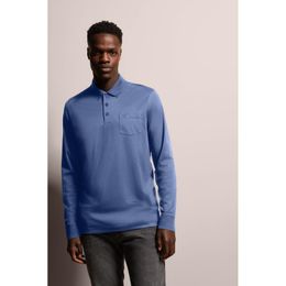 Bugatti Langarm-Poloshirt mit feiner zweifarbiger Strukturoptik blaugrau 3XL 3XL Waschbar bei 30 Grad