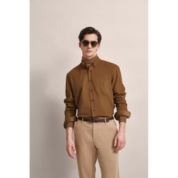 Bugatti Langarmhemd aus modernem Feincord cognac 3XL - Normalgrößen Normalgrößen 3XL Runde 2-Knopf-Manschette
