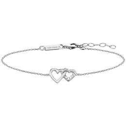JULIE JULSEN Armband »925/- Sterling Silber rhodiniert 2 Herzen Zirkonia« weiß 19cm Verspieltes Armband aus 925/- Sterling Silber rhodiniert