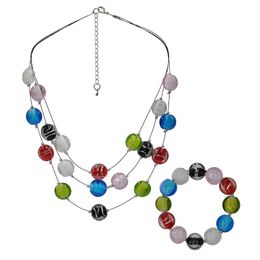 Steuer Collierkettchen »Set aus Collier und Armband mit bunten Glassteinen« mehrfarbig 49cm Dieses sommerliche Set ist ein Eyecatcher. Das...