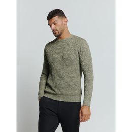 NO EXCESS Rundhalspullover &raquo;Farbiger Rippenpullover&laquo; grau M M Modischer Rundhalsausschnitt