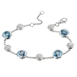 Goldmaid Armband »925 Sterling Silber Glänzend Topas blau« weiß + hellblau 19,5cm Elegantes Armband aus 925/- Sterling Silber rhodiniert