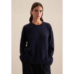 Seidensticker Strickpullover &raquo;Schwarze Rose&laquo; Langarm Rundhals Uni navy M M Passform: Oversized