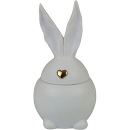 AM Design Osterfigur &raquo;Osterhase, Dose "Hase" aus Porzellan, H&ouml;he ca. 26 cm, Fr&uuml;hjahrsdeko&laquo; Dekofigur, Ostern, Osterdekoration wei&szlig;, goldfarben