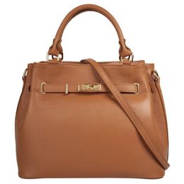 Samantha Look Henkeltasche echt Leder, Made in Italy, geräumige Henkeltasche mit Smartphonefach cognac