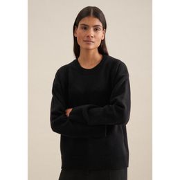 Seidensticker Strickpullover &raquo;Schwarze Rose&laquo; Langarm Rundhals Uni black M M Passform: Oversized