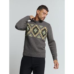 NO EXCESS Rundhalspullover &raquo;Jacquard-Pullover mit Seide&laquo; dunkelgrau 3XL 3XL Geometrisches Strickmuster