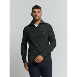 NO EXCESS Rollkragenpullover &raquo;Hochgeschlossener Pullover&laquo; nachtblau M M Hoher Halsausschnitt mit halbem Rei&szlig;verschluss