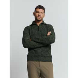 NO EXCESS Rollkragenpullover &raquo;Hochgeschlossener Pullover&laquo; dunkelgruen XXL XXL Hoher Halsausschnitt mit halbem Rei&szlig;verschluss