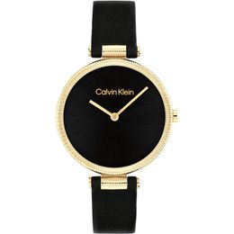 Calvin Klein Quarzuhr &raquo;TIMELESS&laquo; Armbanduhr, Damenuhr, Mineralglas, Lederarmband schwarz Attraktive Damenarmbanduhr