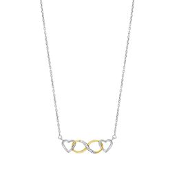 JULIE JULSEN Collierkettchen &raquo;925 Silber rhodiniert teils vergoldet Infinity Herz&laquo; wei&szlig; 42,0cm Zartes Collier aus 925/- Sterling Silber rhodiniert...