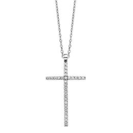JULIE JULSEN Damen Kette mit Anh&auml;nger &raquo;925/- Sterling Silber rhodiniert mit Anh&auml;nger Kreuz&laquo; wei&szlig;