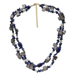 Steuer Collierkettchen »Collier 2-reihig Sodalith, Perlen und Muschel« blau 59cm Zeitloses Sodalith-Splitter-Collier in blau mit...