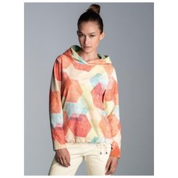 TRIGEMA Kapuzensweatshirt &raquo;Fleece-Hoodie mit buntem Allover-Print&laquo; peach S S Fleece-Qualit&auml;t, innen und au&szlig;en angeraut
