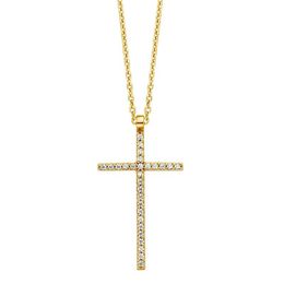 JULIE JULSEN Kette mit Anhänger »925/- Sterling Silber vergoldet mit Anhänger Kreuz« gelb 45cm Zartes Collier aus 925/- Sterling Silber vergoldet