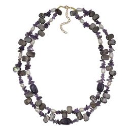 Steuer Collierkettchen »Collier 2-reihig Amethyst, Perlen und Muschel« lila 55cm Zeitloses Amethyst-Splitter-Collier in lila mit...