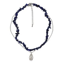 Steuer Kette mit Anhänger »Set Lapislazuli-Splitterkette und Kette mit Anhänger« blau 49cm Blaue Lapislazuli-Kette im Set mit silberfarbener ""Hand...