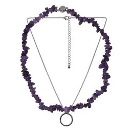 Steuer Kette mit Anhänger »Set Amethyst-Splitterkette und Kette mit Anhänger« lila 54cm Fliederfarbene Amethystkette im Set mit silberfarbener...