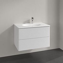 Villeroy & Boch Villeroy und Boch Antao Waschtisch-Unterschrank L04100GF 78,8x50,4x49,6cm, mit Frontstruktur, glossy white lacquer, Mit Beleuchtung