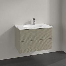 Villeroy & Boch Villeroy und Boch Antao Waschtisch-Unterschrank L04100HK 78,8x50,4x49,6cm, mit Frontstruktur, stone grey matt lacquer, Mit Beleuchtung