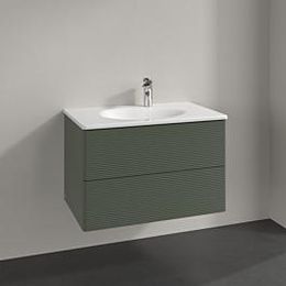 Villeroy & Boch Villeroy und Boch Antao Waschtisch-Unterschrank L04100HL 78,8x50,4x49,6cm, mit Frontstruktur, leaf green matt lacquer, Mit Beleuchtung