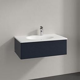 Villeroy & Boch Villeroy und Boch Antao Waschtisch-Unterschrank L01100HG 78,8x25,6x49,6cm, mit Frontstruktur, midnight blue matt lacquer, Mit Beleuchtung