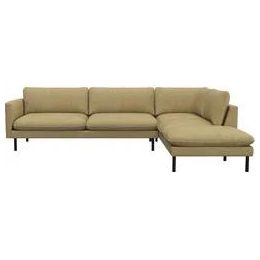 Ecksofa FLEXLUX "Bolzano" Sofas Gr. B/H/T: 295cm x 61cm x 222cm, Bouclé, lange Ottomane rechts, gelb (mustard yellow) Sitzaufbau mit Kaltschaum & Stahl-Wellen, loose Sitz -& Rückenkissen