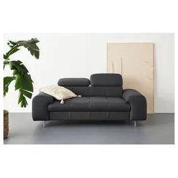 2-Sitzer COTTA "Chef" Sofas Gr. B/H/T: 196cm x 72cm x 105cm, Kunstleder SOFTLUX, mit Kopfteilverstellung, schwarz 2-Sitzer mit eleganter Steppung, Bodenfreiheit 12,5 cm