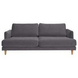 2,5-Sitzer Tom Tailor HOME Sofas Gr. B/H/T: 180cm x 83cm x 98cm, Samtstoff TSV, grau (dark grey tsv 39) Füße Eiche natur, Breite 180 cm