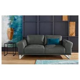 2-Sitzer W.Schillig "montanaa" Sofas Gr. B/H/T: 192cm x 78cm x 94cm, Longlife Xtra-Leder Z69, grau (anthrazit z69) mit Metallkufen in Chrom glänzend, Breite 192 cm