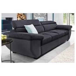 2,5-Sitzer COTTA "Speedway" Sofas Gr. B/H/T: 214cm x 74cm x 103cm, Kunstleder SOFTLUX-Struktur, mit Kopfteilverstellung, schwarz (schwarz, schwarz)