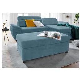 Hocker exxpo - SOFA FASHION "Kyoto" Gr. B/H/T: 116cm x 45cm x 70cm, Webvelours, blau (azur) Polsterhocker Hocker