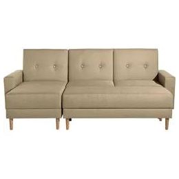 Ecksofa Max Winzer "Just Chill kubisches Schlafsofa im skandinavischen Stil, bequem" Sofas Gr. B/H/T: 230cm x 93cm x 152cm, Strukturgewebe 16523, Recamiere beidseitig montierbar, ohne Hocker, beige (sand) Recamiere links oder rechts montierbar, mit Rückenverstellung