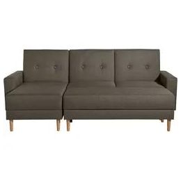 Ecksofa Max Winzer "Just Chill kubisches Schlafsofa im skandinavischen Stil, bequem" Sofas Gr. B/H/T: 230cm x 93cm x 152cm, Strukturgewebe 16523, Recamiere beidseitig montierbar, ohne Hocker, braun Recamiere links oder rechts montierbar, mit Rückenverstellung