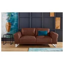 2-Sitzer W.Schillig "montanaa" Sofas Gr. B/H/T: 192cm x 78cm x 94cm, Longlife Xtra-Leder Z69, braun (tobacco z69) mit Metallkufen in Chrom glänzend, Breite 192 cm