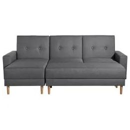 Ecksofa Max Winzer "Just Chill kubisches Schlafsofa im skandinavischen Stil, bequem" Sofas Gr. B/H/T: 230cm x 93cm x 152cm, Strukturgewebe 16523, Recamiere beidseitig montierbar, ohne Hocker, grau (graphit) Recamiere links oder rechts montierbar, mit Rückenverstellung