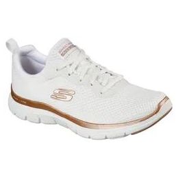 Sneaker Skechers "FLEX APPEAL 4.0 BRILLINAT VIEW" Gr. 43, rosegold (weiß-roségoldfarben) Damen Schuhe mit Air Cooled Memory Foam, Freizeitschuh, Halbschuh, Schnürschuh