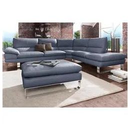 Ecksofa Calia italia "Dave, italienisches Designsofa mit erstklassigem Sitzkomfort, L-Form" Sofas Gr. B/H/T: 297cm x 87cm x 97cm, Leder BULL, Ottomane rechts, blau (dunkelblau) mit tollen Lederbezügen