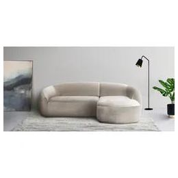 Ecksofa LeGer Home by Lena Gercke "Yani L-Form" Sofas Gr. B/H/T: 255cm x 81cm x 170cm, Samtoptik, Recamiere rechts, beige (dunkelbeige) organische Form, auch in Bouclé