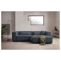 Ecksofa LeGer Home by Lena Gercke "PIARA mit Kedernaht in Cord oder Leinenoptik, moderne Couch L-Form" Sofas Gr. B/H/T: 267cm x 66cm x 167cm, Cord, Ottomane links, grau (anthrazit) wahlweise Ottomane rechtslinks, schwarze Füße, bequemer Sitzkomfort