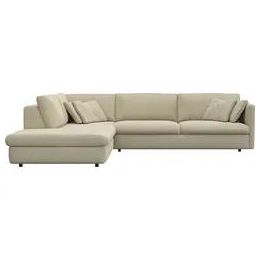 Ecksofa FLEXLUX "Lovane" Sofas Gr. B/H/T: 328cm x 84cm x 272cm, Chenille, lange Ottomane links, beige (sandy beige) Weich & anschmiegsam, große Sitztiefe auf Kaltschaum, Dekokissen inkl.