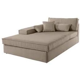 Ottomane RAUM.ID "Enid" Sofas Gr. B/H: 130cm x 75cm, Struktur (recyceltes Polyester), Ottomane links, grau (taupe) einzeln stellbar oder als Teil eines Modulsofas, fester Sitzkomfort