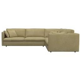 Ecksofa FLEXLUX "Lovane" Sofas Gr. B/H/T: 328cm x 84cm x 295cm, Bouclé, Schenkel rechts, gelb (mustard yellow) Weich & anschmiegsam, große Sitztiefe auf Kaltschaum, Dekokissen inkl.