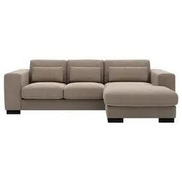 Ecksofa Home Affaire "Bléquin, L-Form" Sofas Gr. B/H/T: 244cm x 84cm x 165cm, Webstoff, Longchair rechts, braun (light brown) Inklusive 3 Zierkissen, frei im Raum stellbar