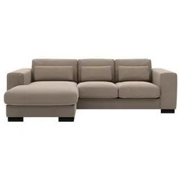 Ecksofa Home Affaire "Bléquin, L-Form" Sofas Gr. B/H/T: 244cm x 84cm x 165cm, Webstoff, Longchair links, braun (light brown) Inklusive 3 Zierkissen, frei im Raum stellbar